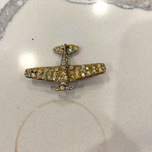 Vintage | Jewelry | 97s Vintage Rhinestone Airplane Pin In Perfect ...